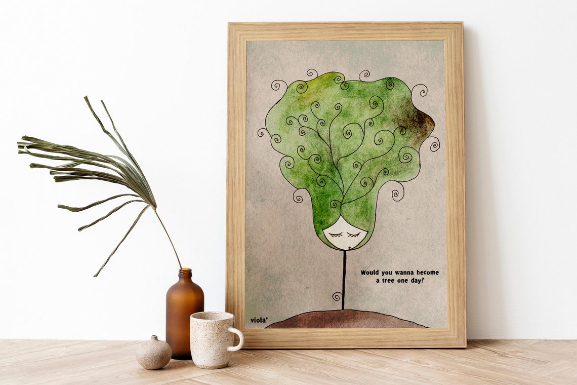 Art Print Into a tree tree girl tree lover | Etsy