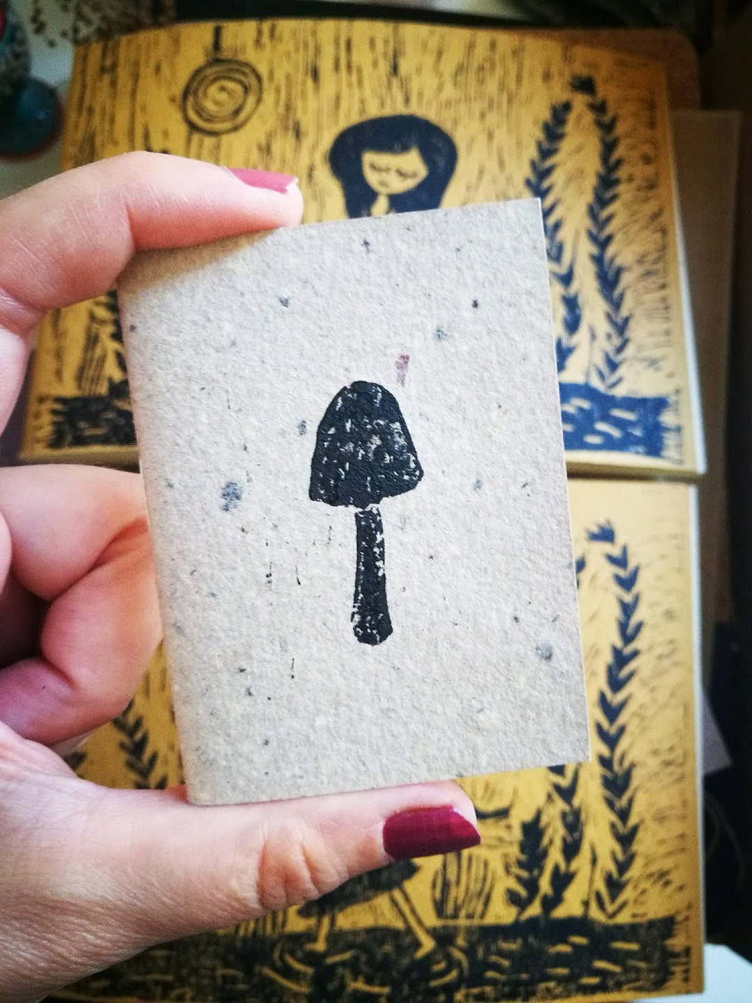 Mushroom Tiny Notebook, Micro Journal, Recycled Notepad, Handmade To-do ...