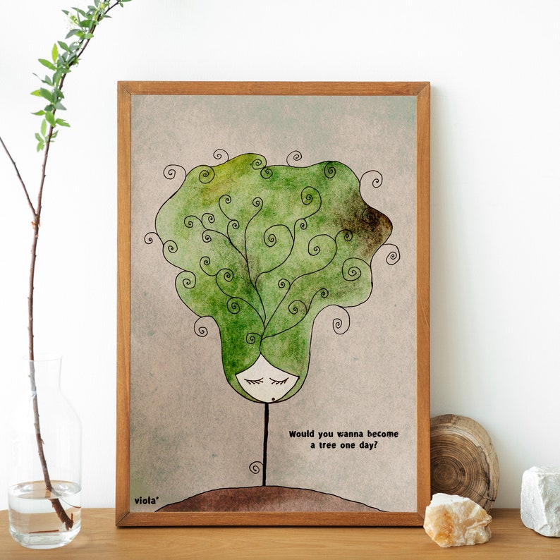 Art Print into a Tree Tree Girl Tree Lover - Etsy