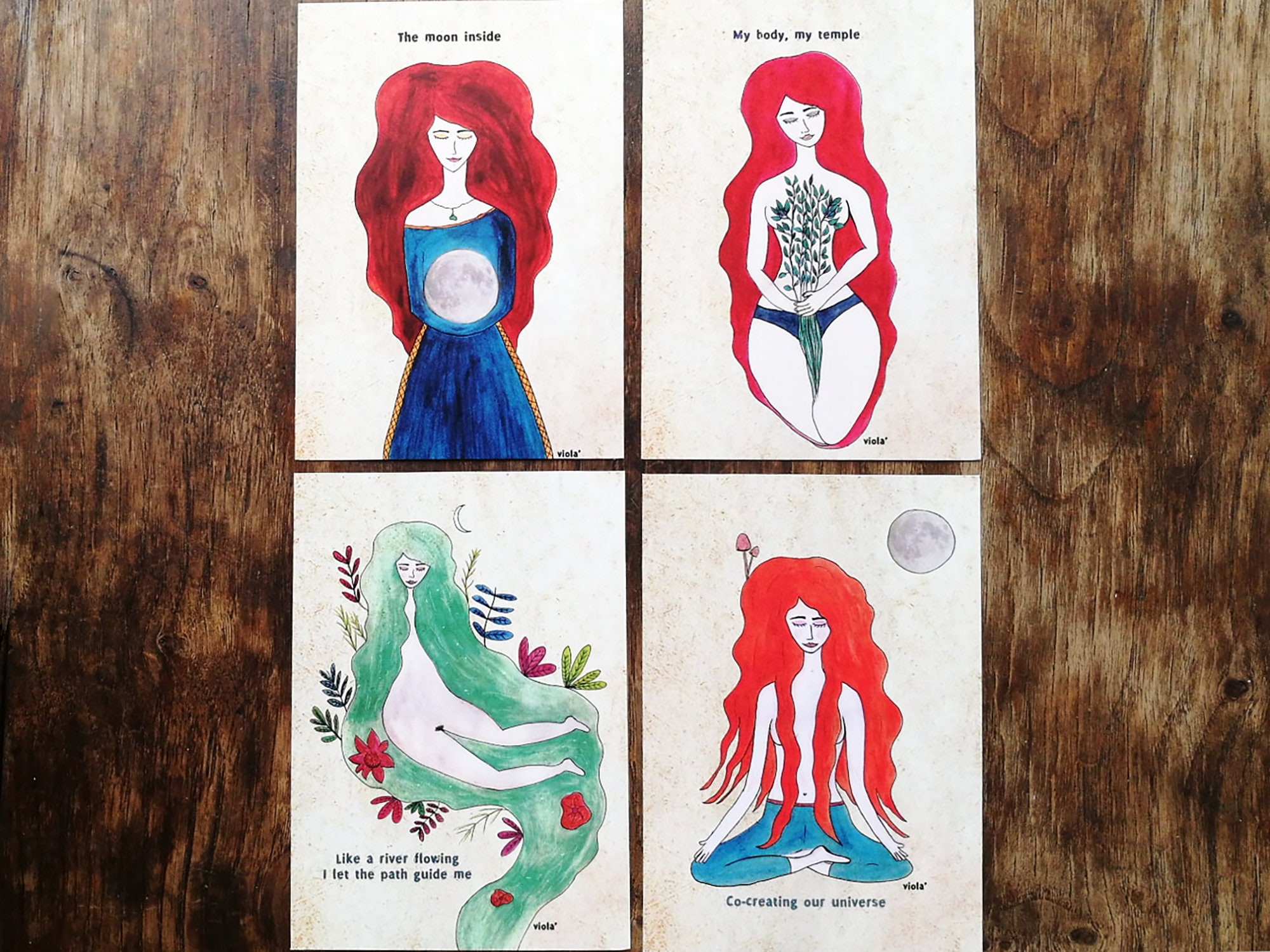 Ecofeminism - Set of 4 Postcards, Wild Woman, Divine Feminine, Feminist ...