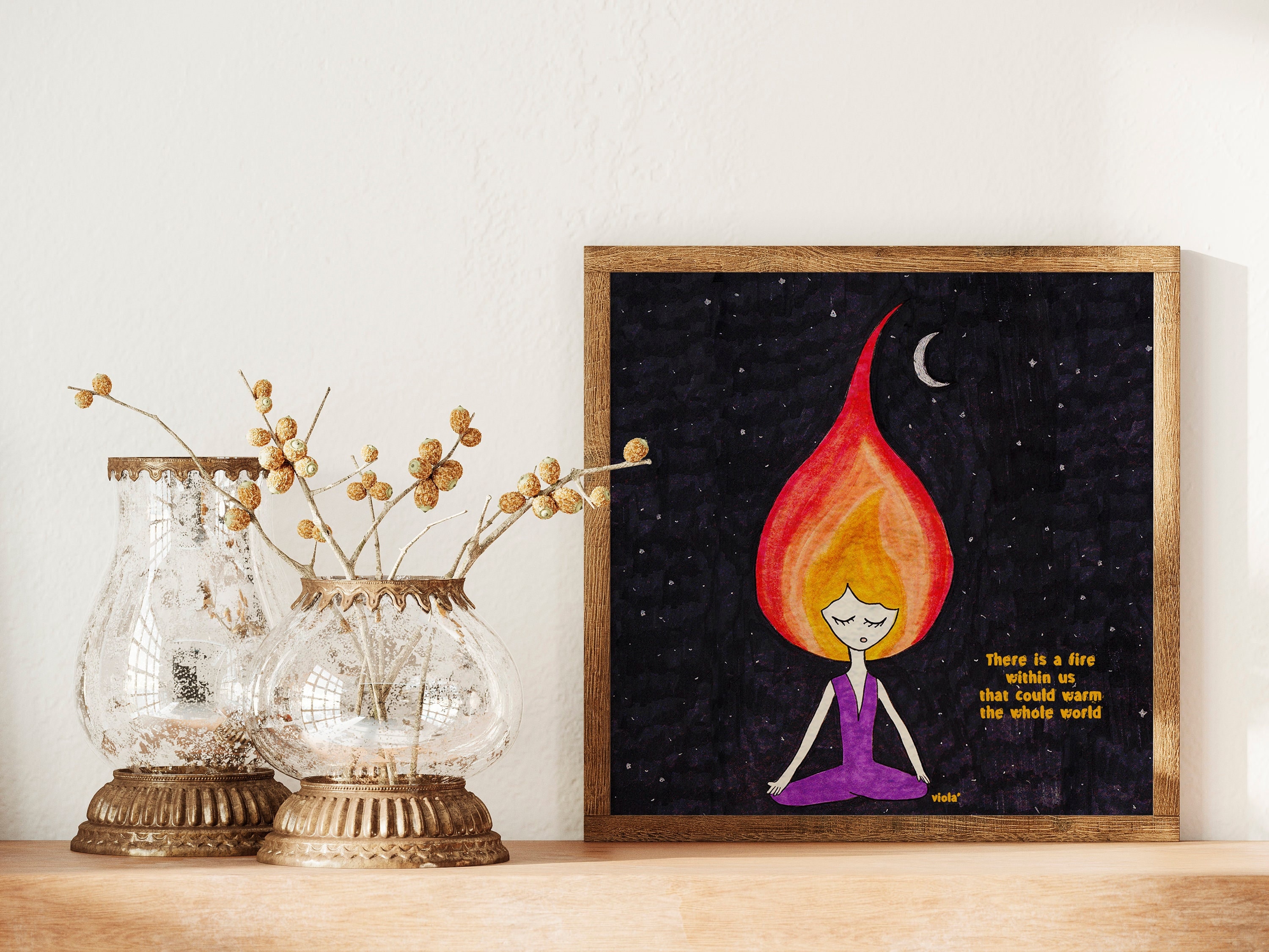 Fire Within Art Print, Sacred Feminine, Whimsical Mystical Wall Decor ...