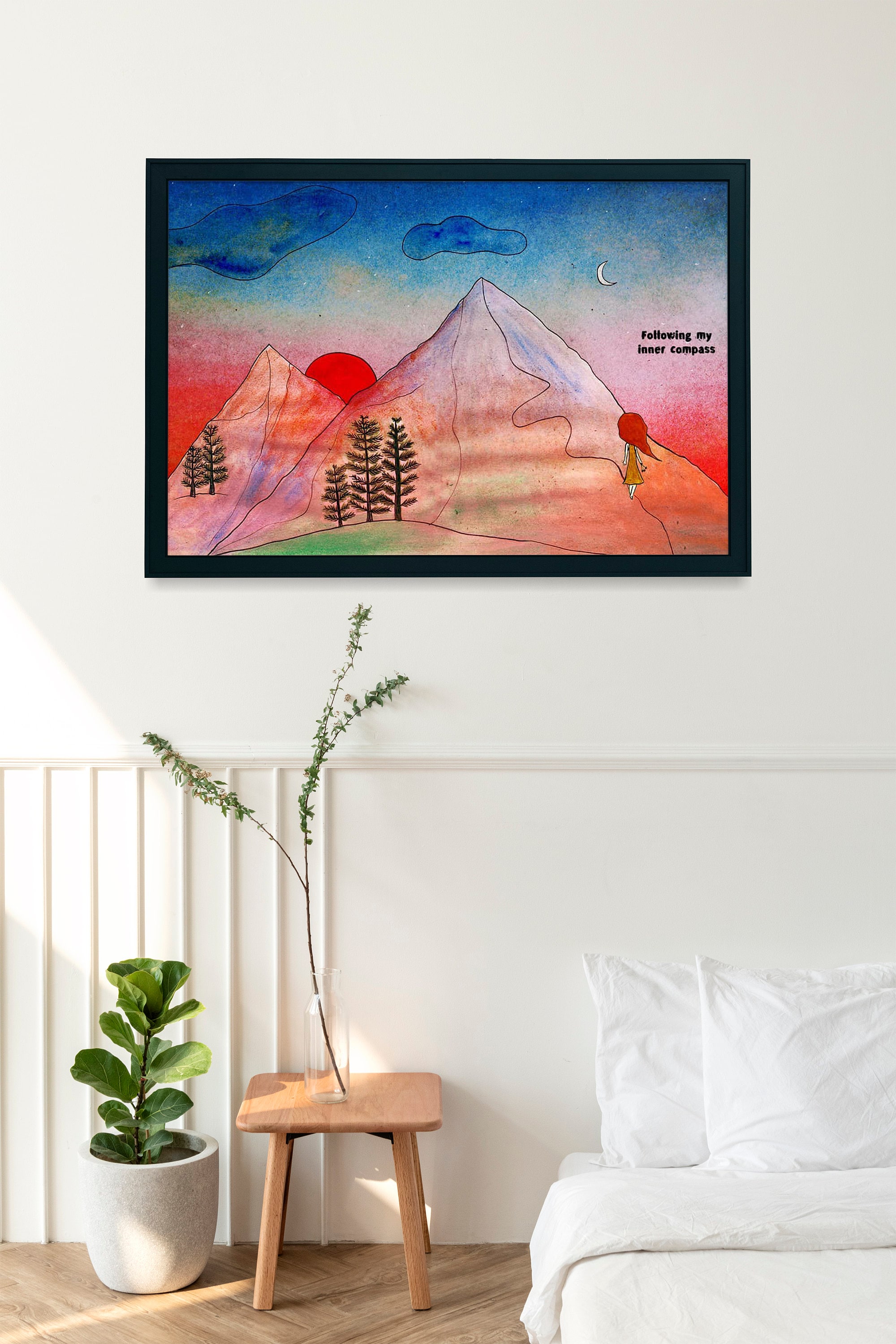 Art Print inner Compass, Wall Art, Red-haired Girl, Inner Compass ...