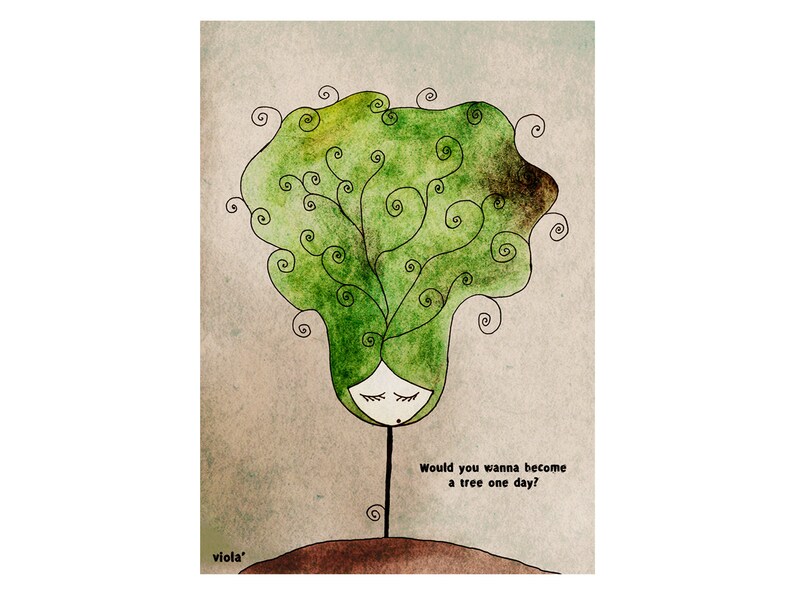 Art Print into a Tree Tree Girl Tree Lover - Etsy