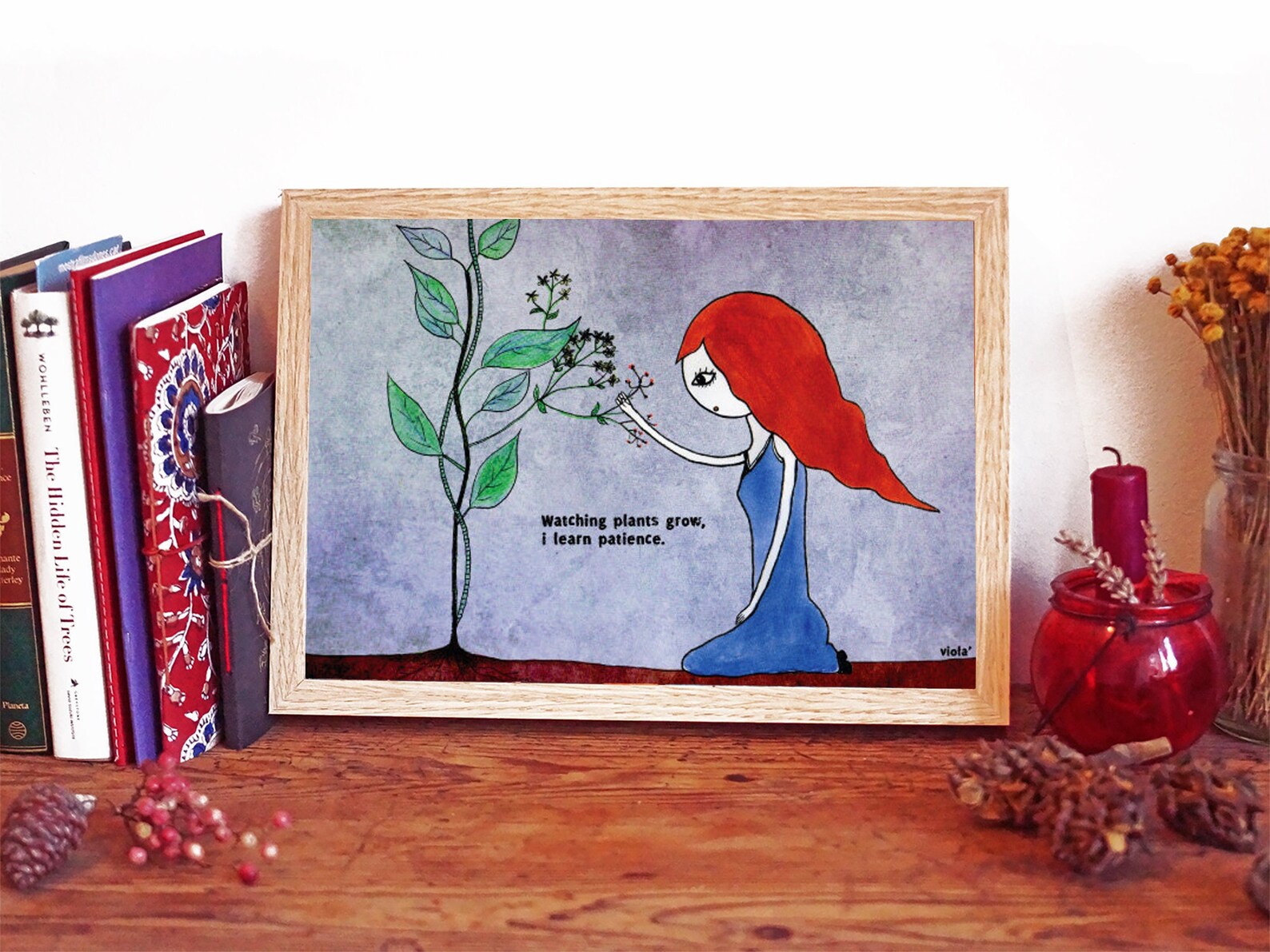 Art Print learning Patience, Wall Art, Plant Illustration, Mystical Art ...