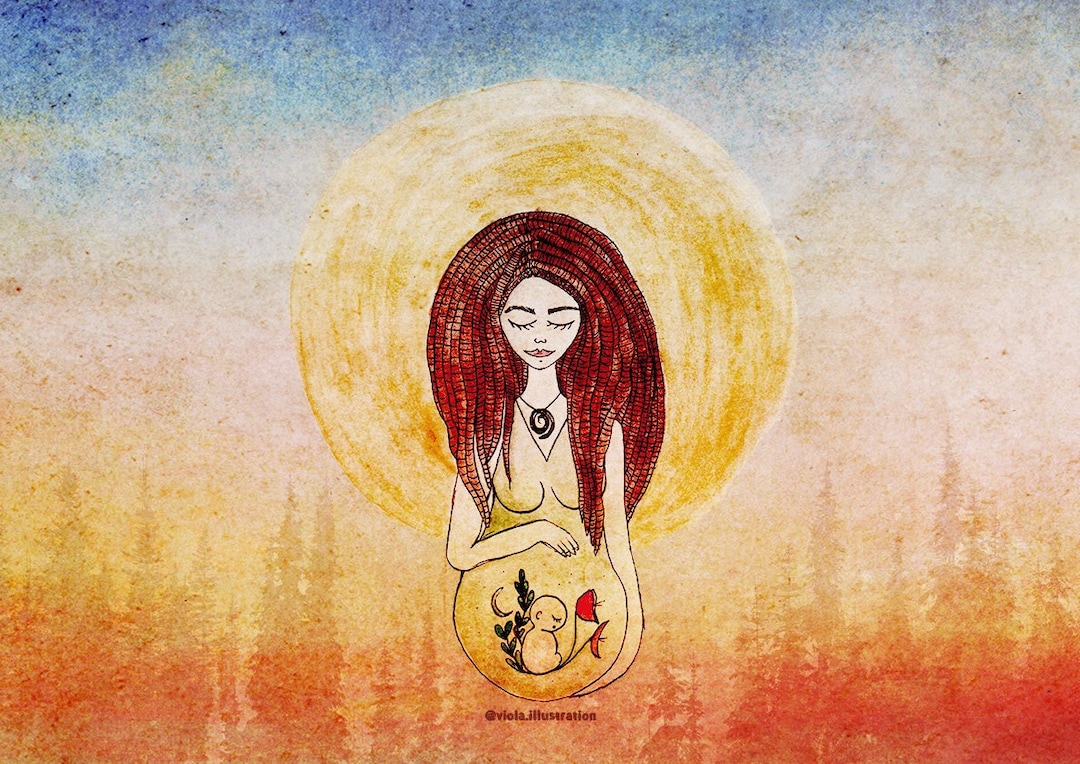 Eileithyia Birth Goddess, Feminine Goddess Art, Dreads Pregnant Woman ...