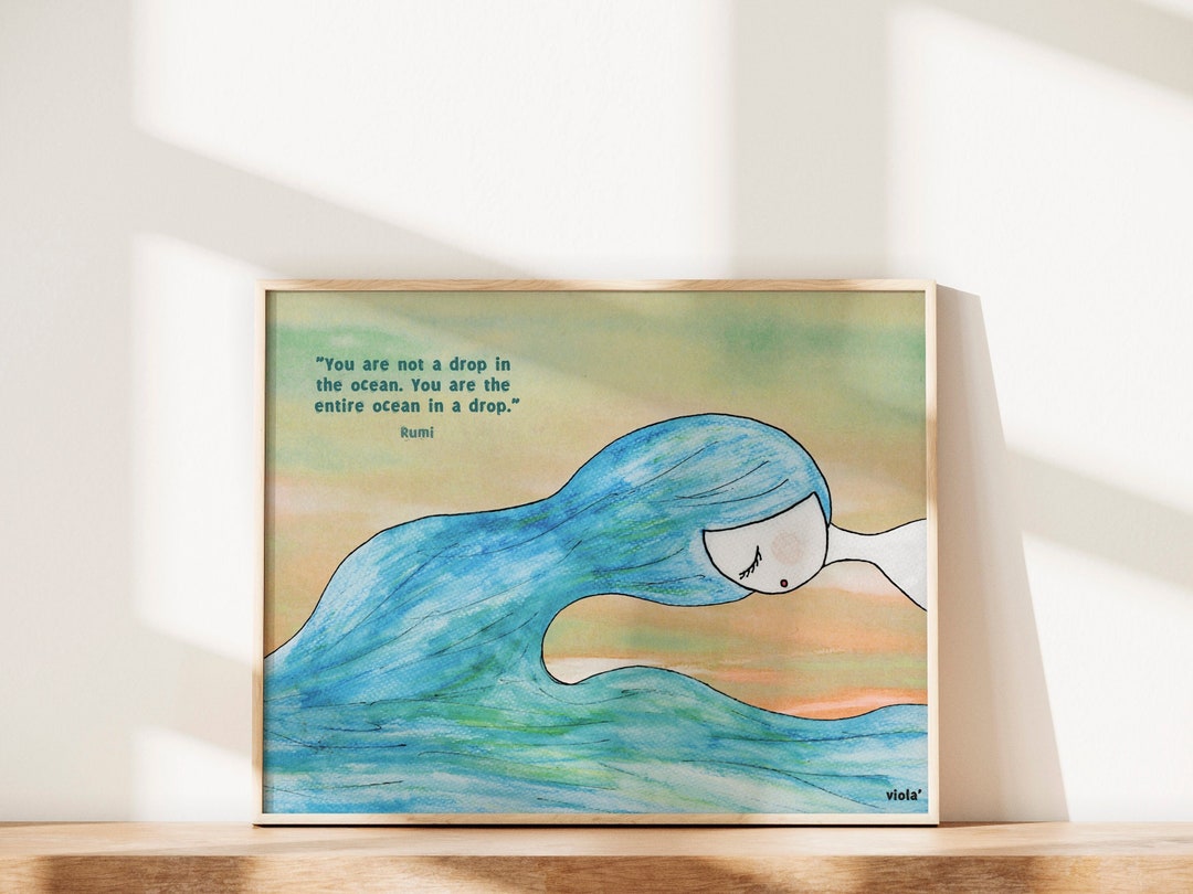 Art Print "be Water", Rumi Wall Art, Rumi Poem Print, Poetry Print Gift ...