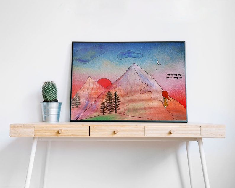 Art Print inner Compass Wall Art Red-haired - Etsy