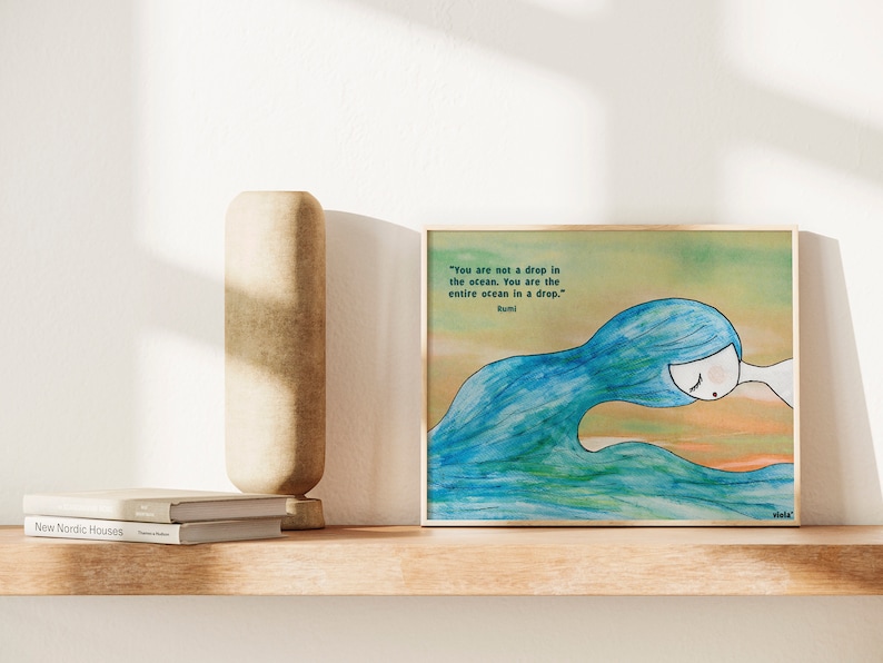 Art Print "be Water", Rumi Wall Art, Rumi Poem Print, Poetry Print Gift ...