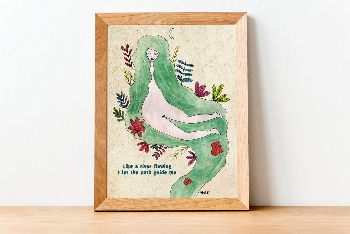Art Print "river Flow", Wall Art, Visual Poetry, Wild Woman, Womanhood ...