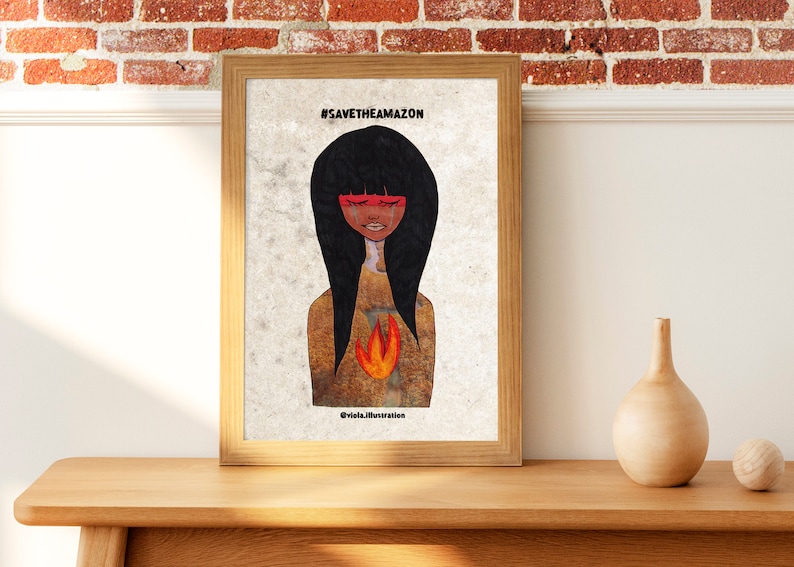 Art Print, "save the Amazon", Wall Art, Indigenous, Wild Woman, Amazon ...
