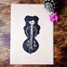Linocut Print cello Vibrations, Wall Art, Naive Art, Hand Printed on ...