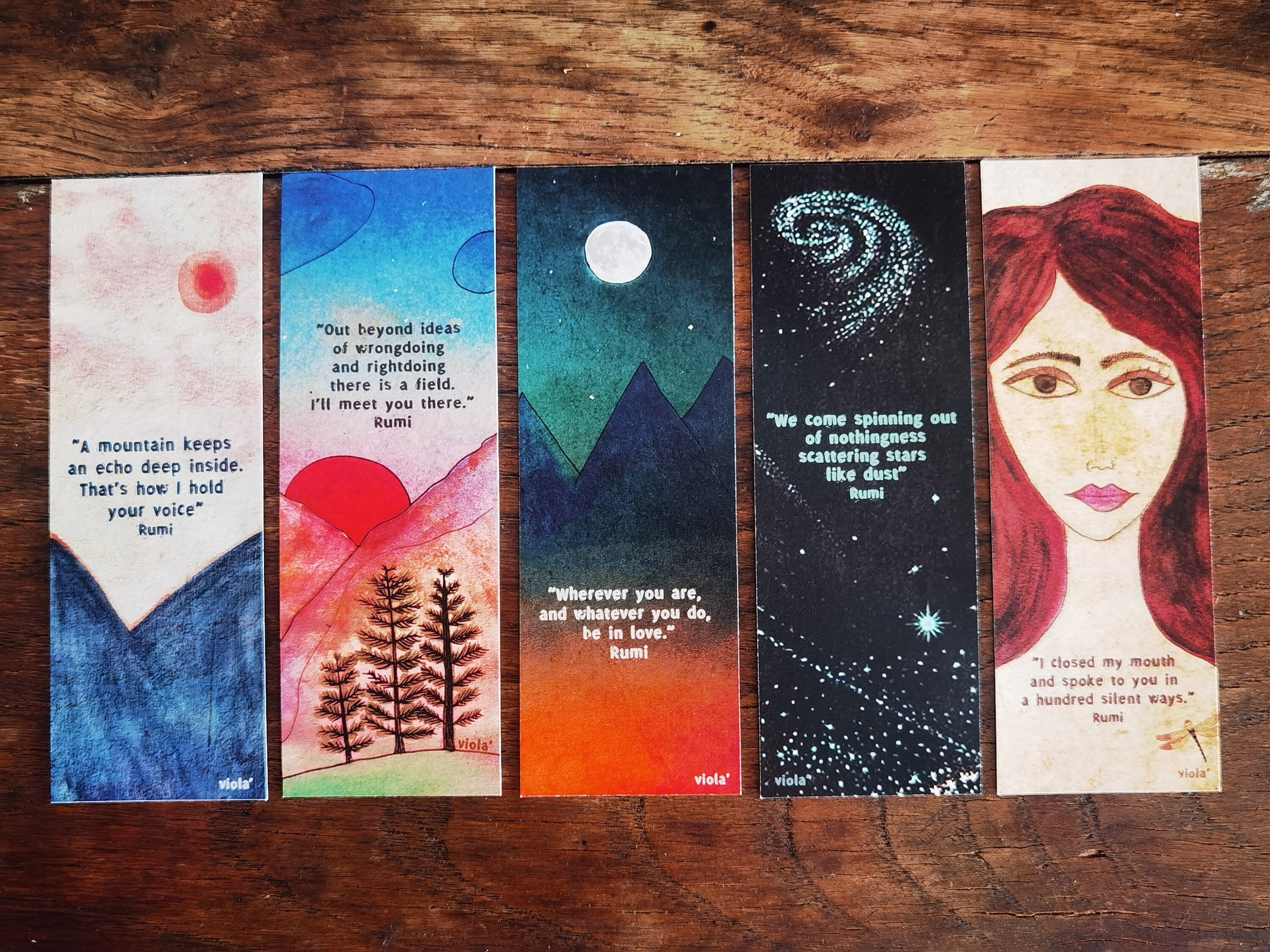 Bookmarks Set of 5 Rumi Bookmarks Illustrated Bookmarks - Etsy