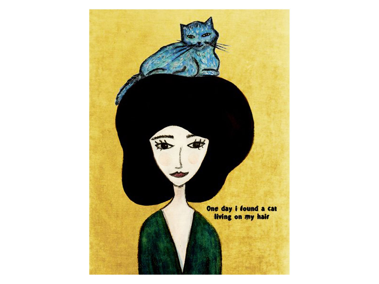 Art Print cat Lady Wall Art Blue Cat Cat Lover - Etsy