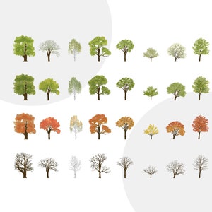 Trees Four Seasons Flat Vector Graphic Illustration 32 Clipart Trees ...