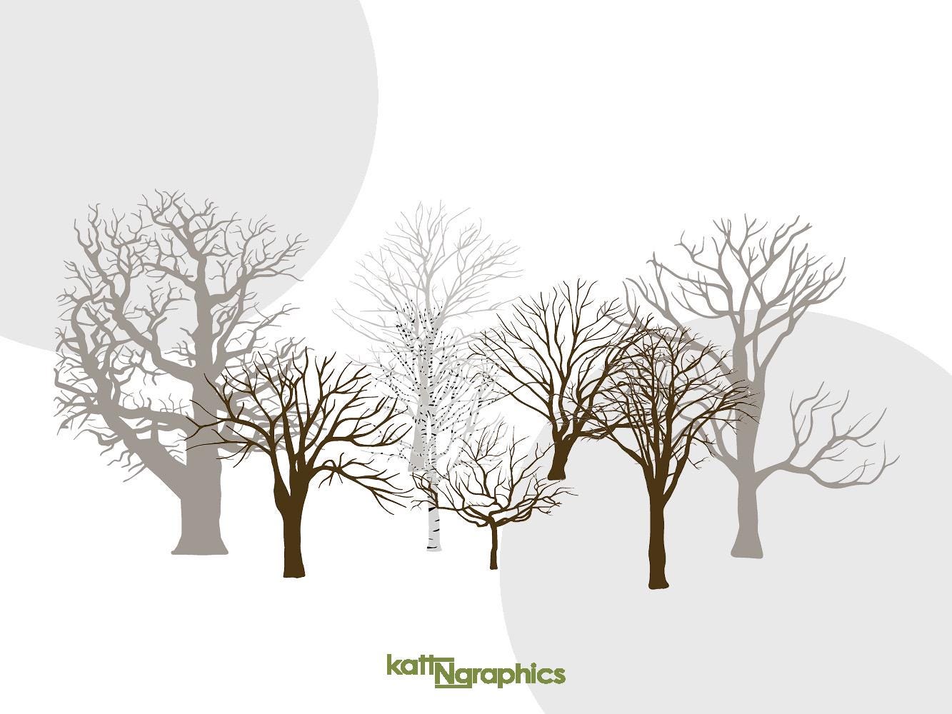 Winter Trees - Flat Vector Graphic Illustration - 8 Clipart Trees - Ai ...