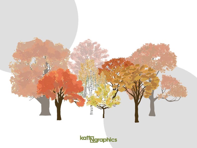 Trees Four Seasons - Flat Vector Graphic Illustration - 32 Clipart ...
