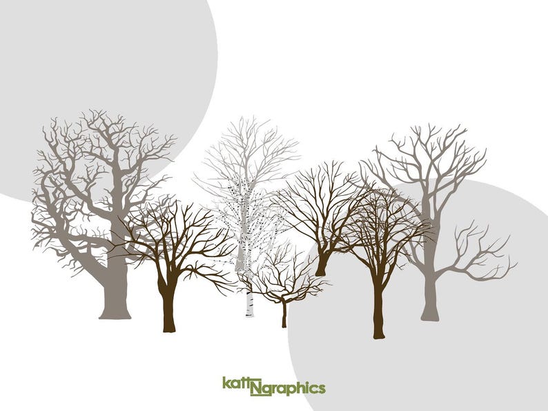 Trees Four Seasons - Flat Vector Graphic Illustration - 32 Clipart ...