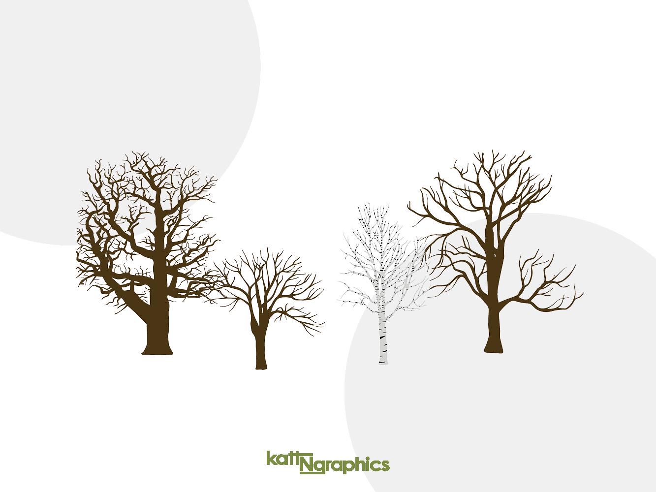 Winter Trees - Flat Vector Graphic Illustration - 8 Clipart Trees - Ai ...