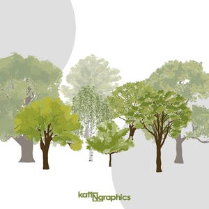 Trees Four Seasons - Flat Vector Graphic Illustration - 32 Clipart ...