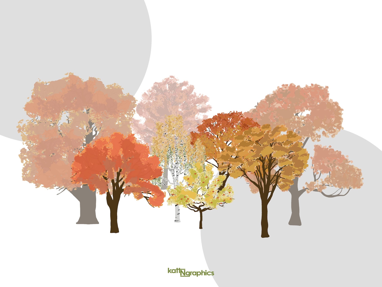 Trees Four Seasons Flat Vector Graphic Illustration 32 Clipart Trees ...