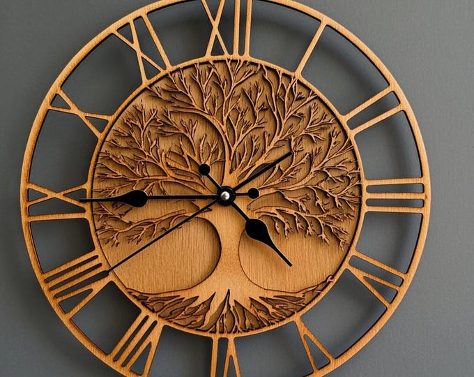 Tree of Life Wall Clock Laser Cut Design – Digital Download (svg, Dxf ...