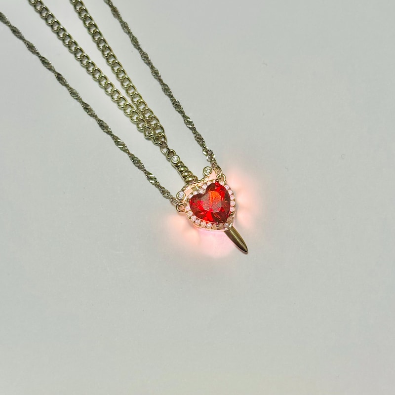 Heart and Sword Necklace - Etsy