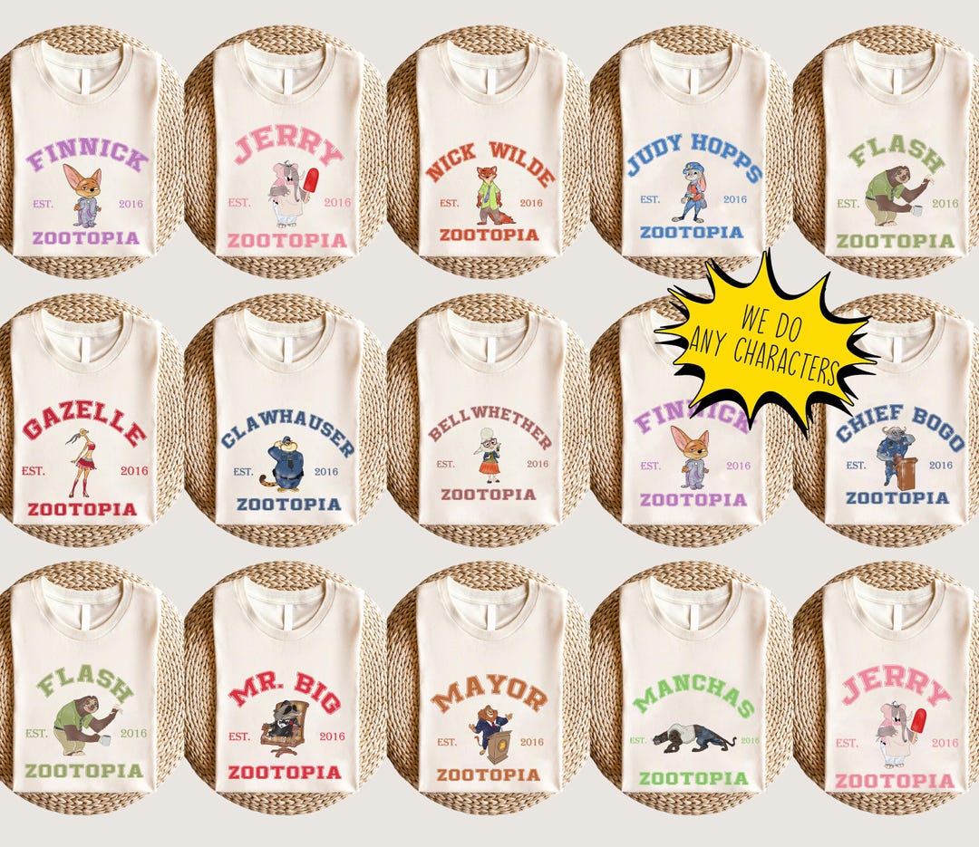 Retro Disney Zootopia All Characters Shirt, Zootopia Family Matching ...