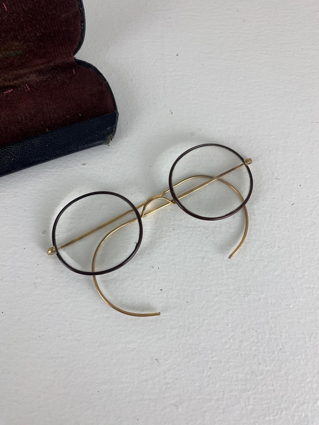 Antique 1920s Windsor Spectacles With Case. Bifocal Eyeglasses. Round ...