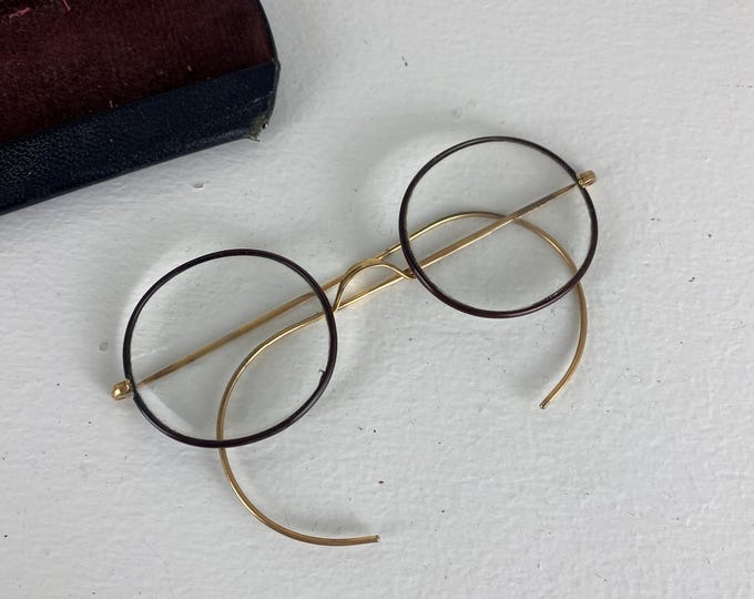 Antique 1920s Windsor Spectacles With Case. Bifocal Eyeglasses. Round ...
