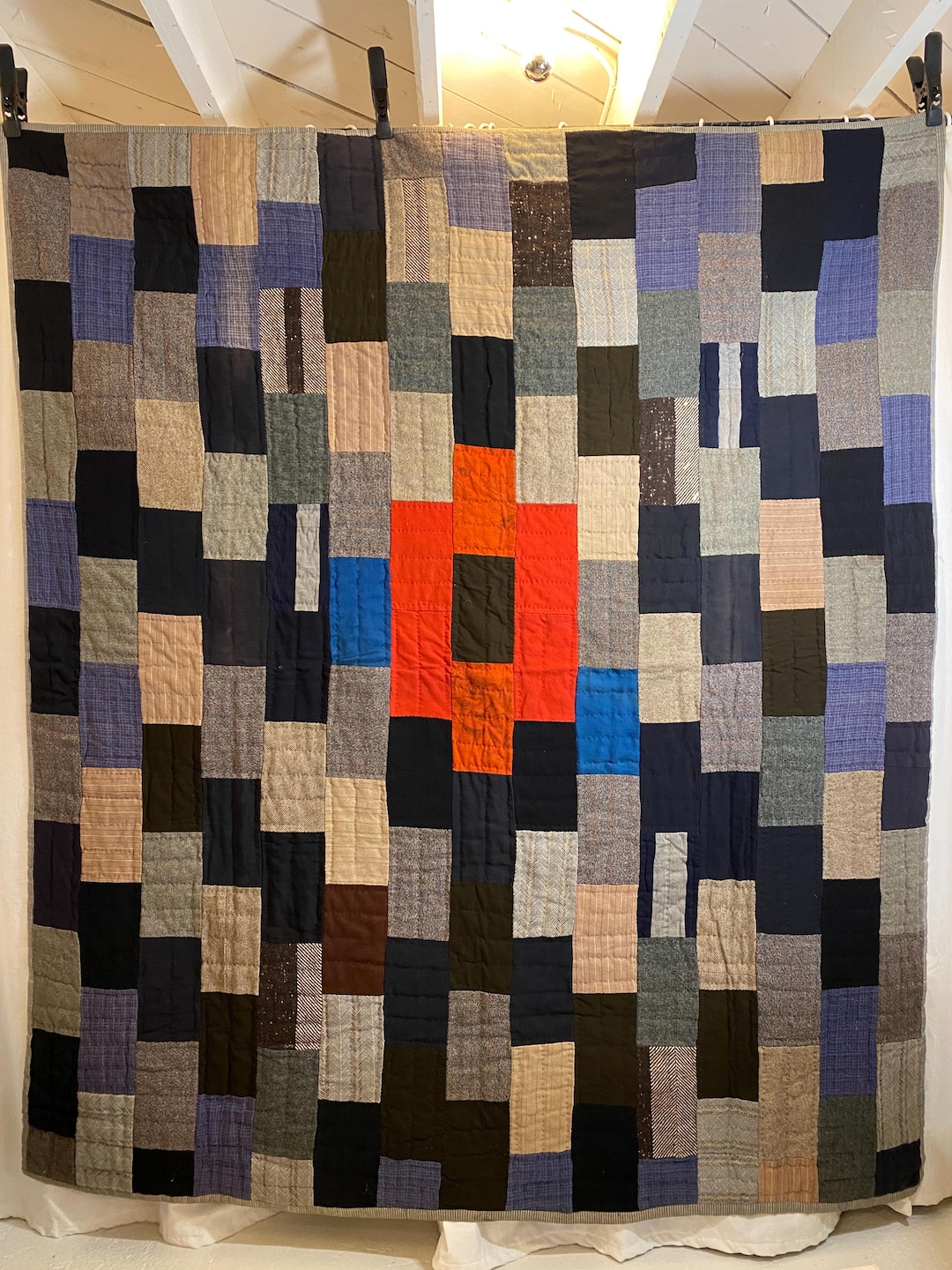 1930s Depression Era Vintage Quilt. Incredible Design - Red Bullseye in ...