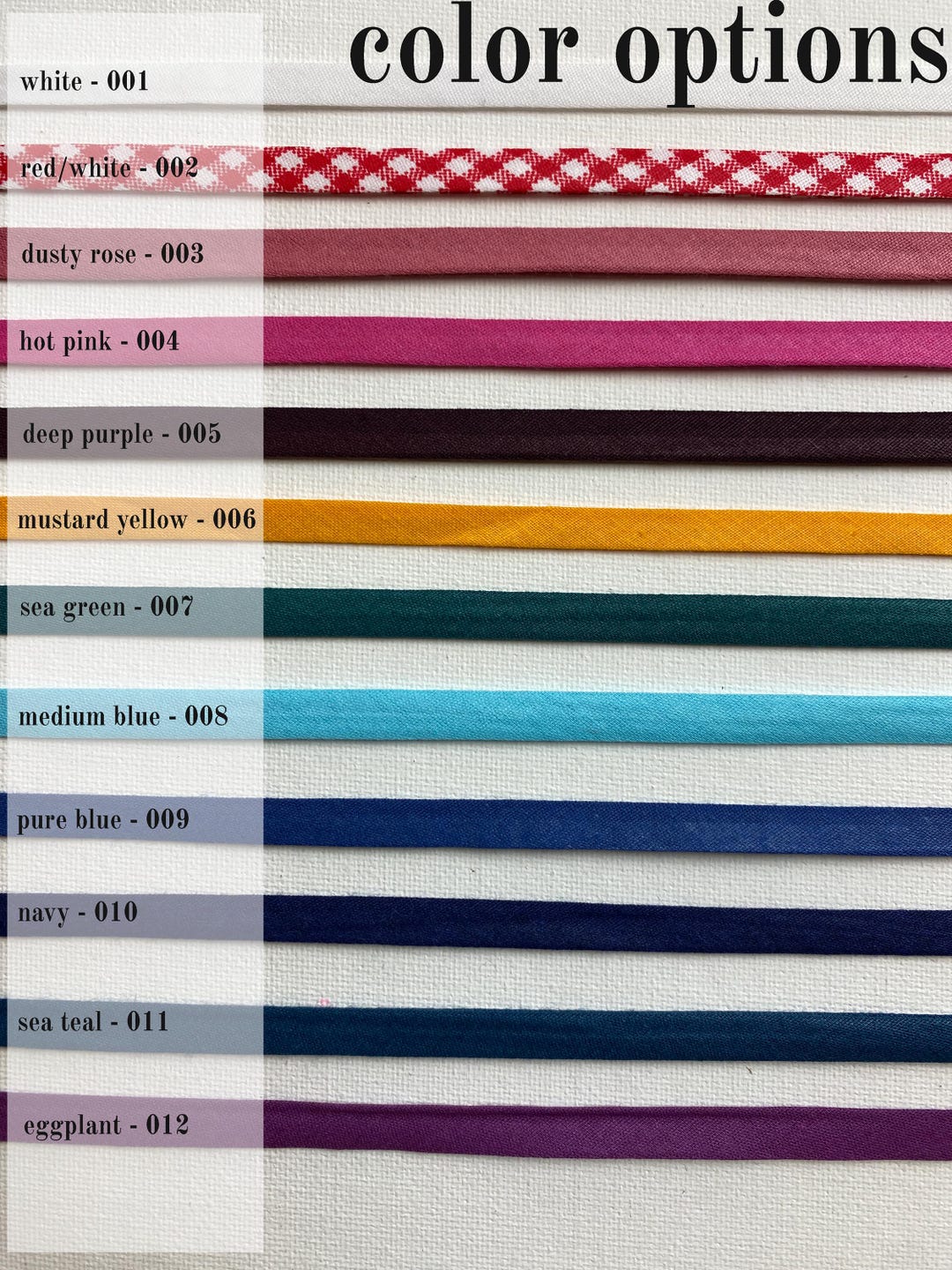1/4" Double Fold Bias Tape. Multiple Colors. 5 Yd Minimum (on Most). 50 ...