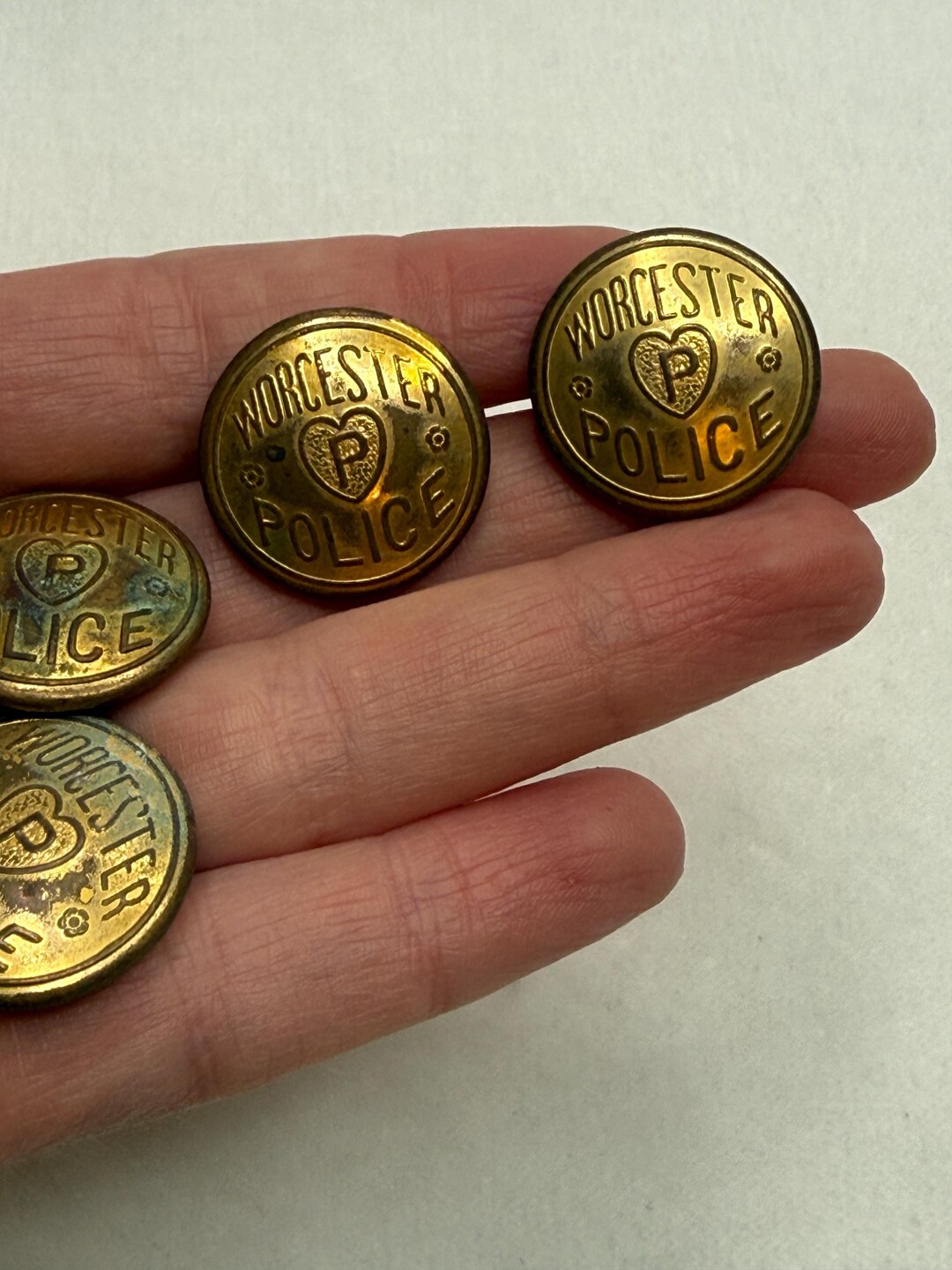 1920s Vintage Worcester Police Brass Shank Buttons With Heart - Etsy