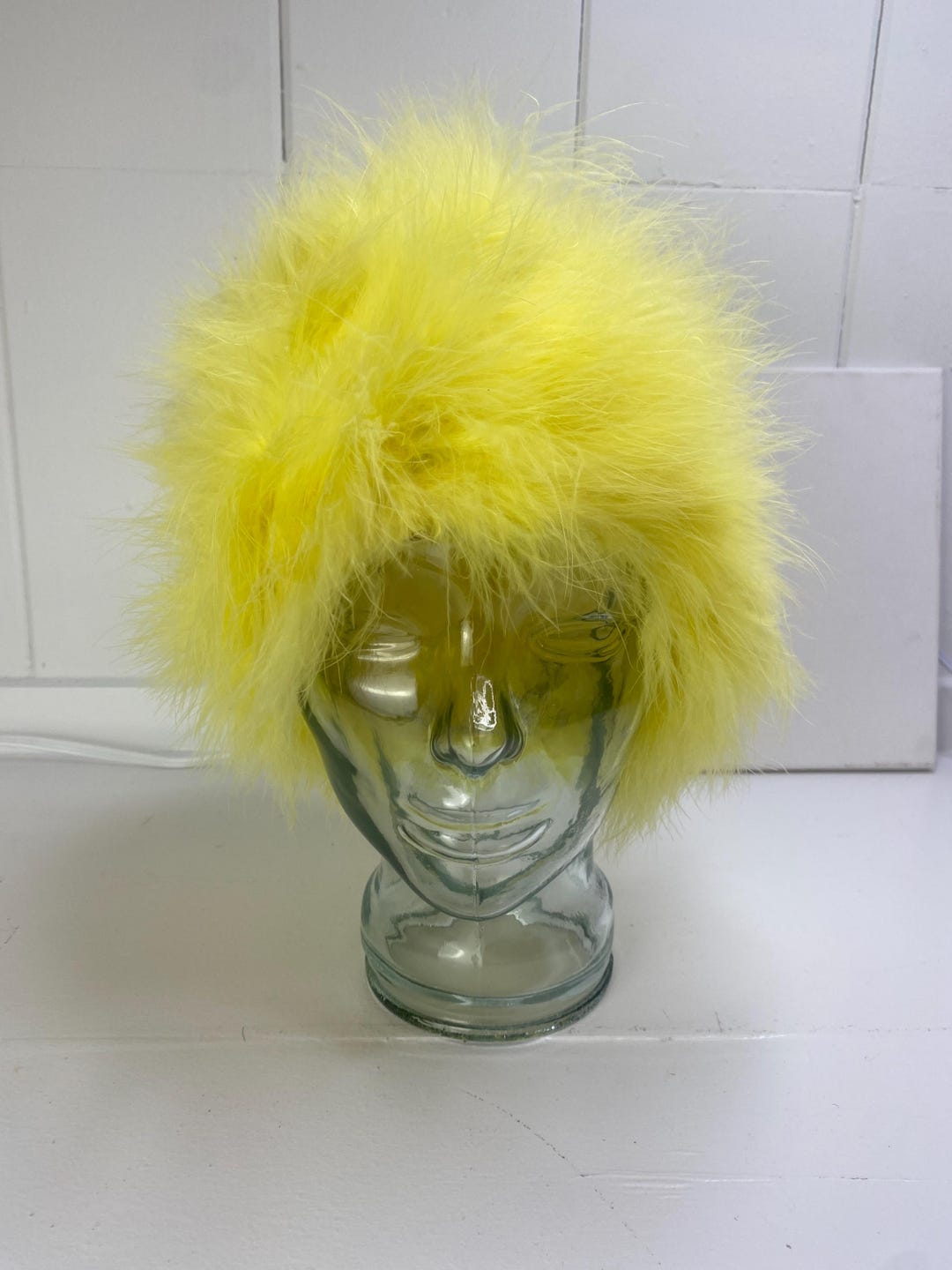 1950s Wispy Feather Wig Cap. Vintage. Yellow. Costume. Festive. Theater ...