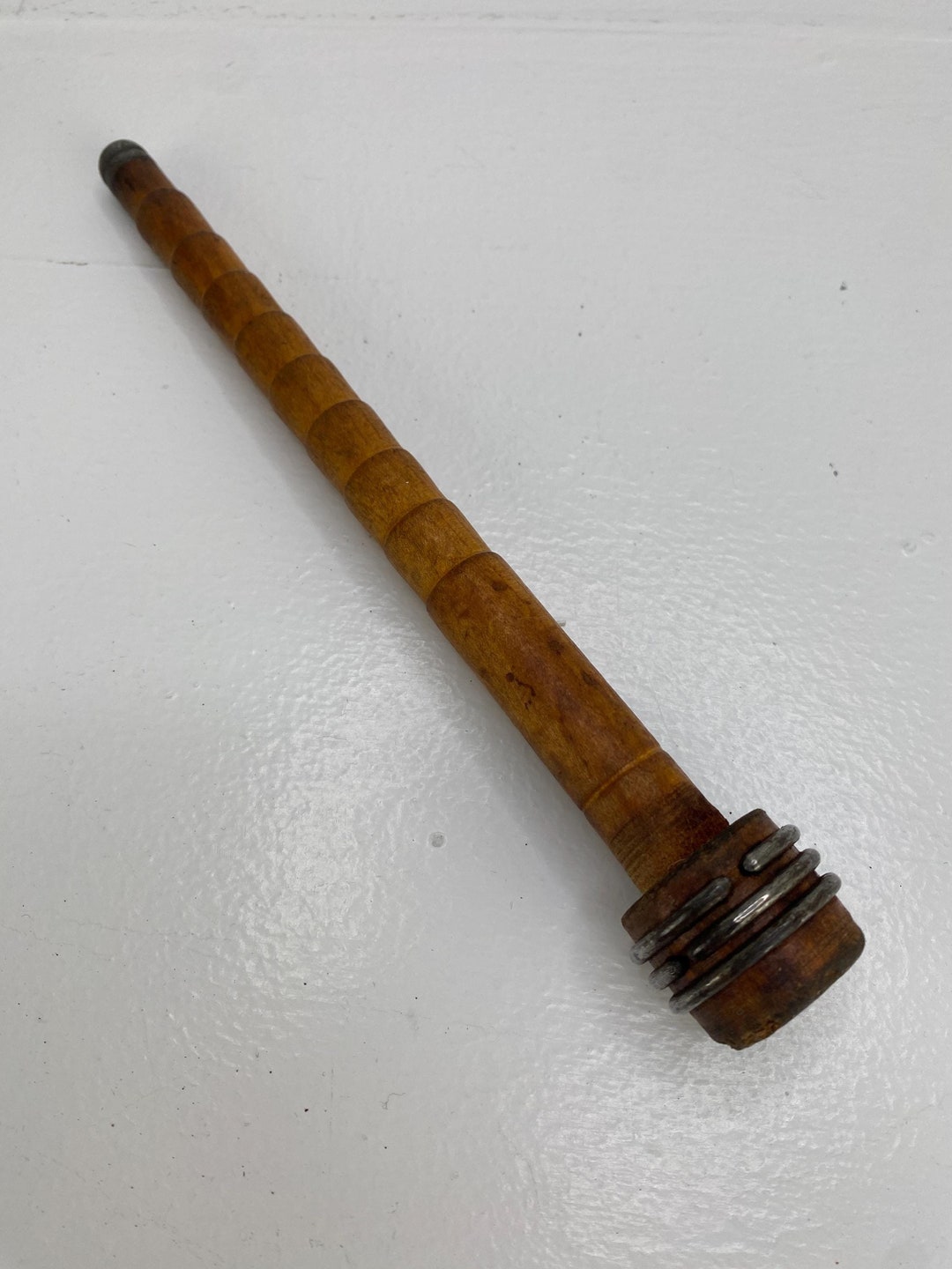 Vintage Wooden Spindle for Thread. Loom Shuttle Thread Cone. Metal Tip ...