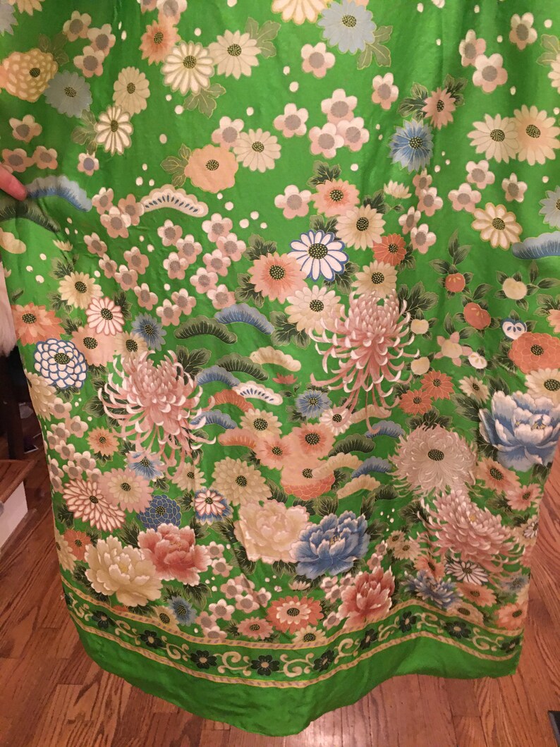 Fantastic Vintage Green Silk Japanese Robe. Vibrant Color W/ - Etsy