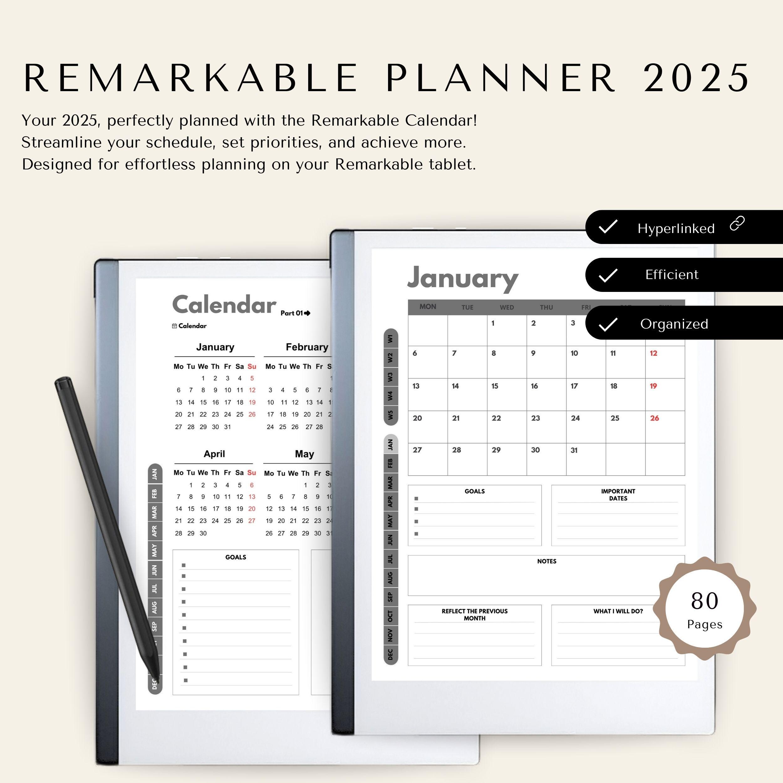 Remarkable 2025 Planner | Remarkable 2 Calender | Remarkable 2 ...