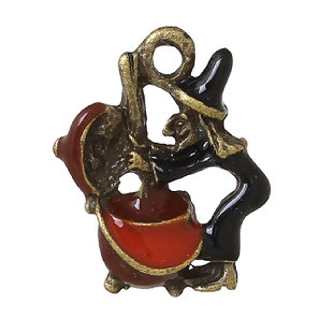 5 Witch Cauldron Charms, Enamel Halloween Charms, Antique Bronze Charm ...