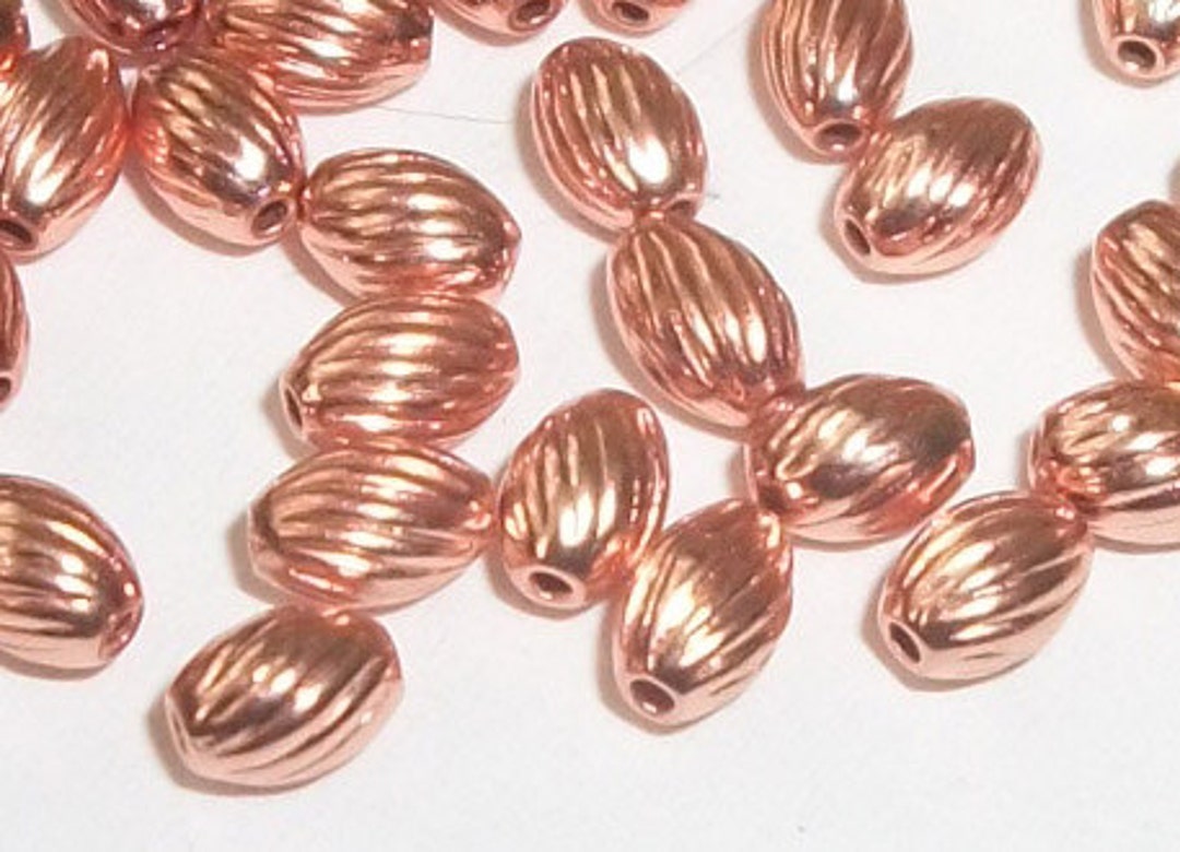100 Copper clear coated oval SPACER Beads 5x3mm fancy swirl spacers ...
