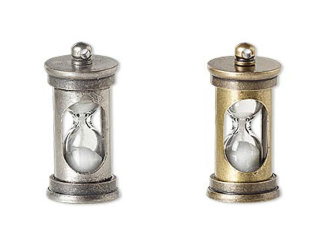 Hourglass Charm Pendant for Jewelry Making Antique Silver Finished ...