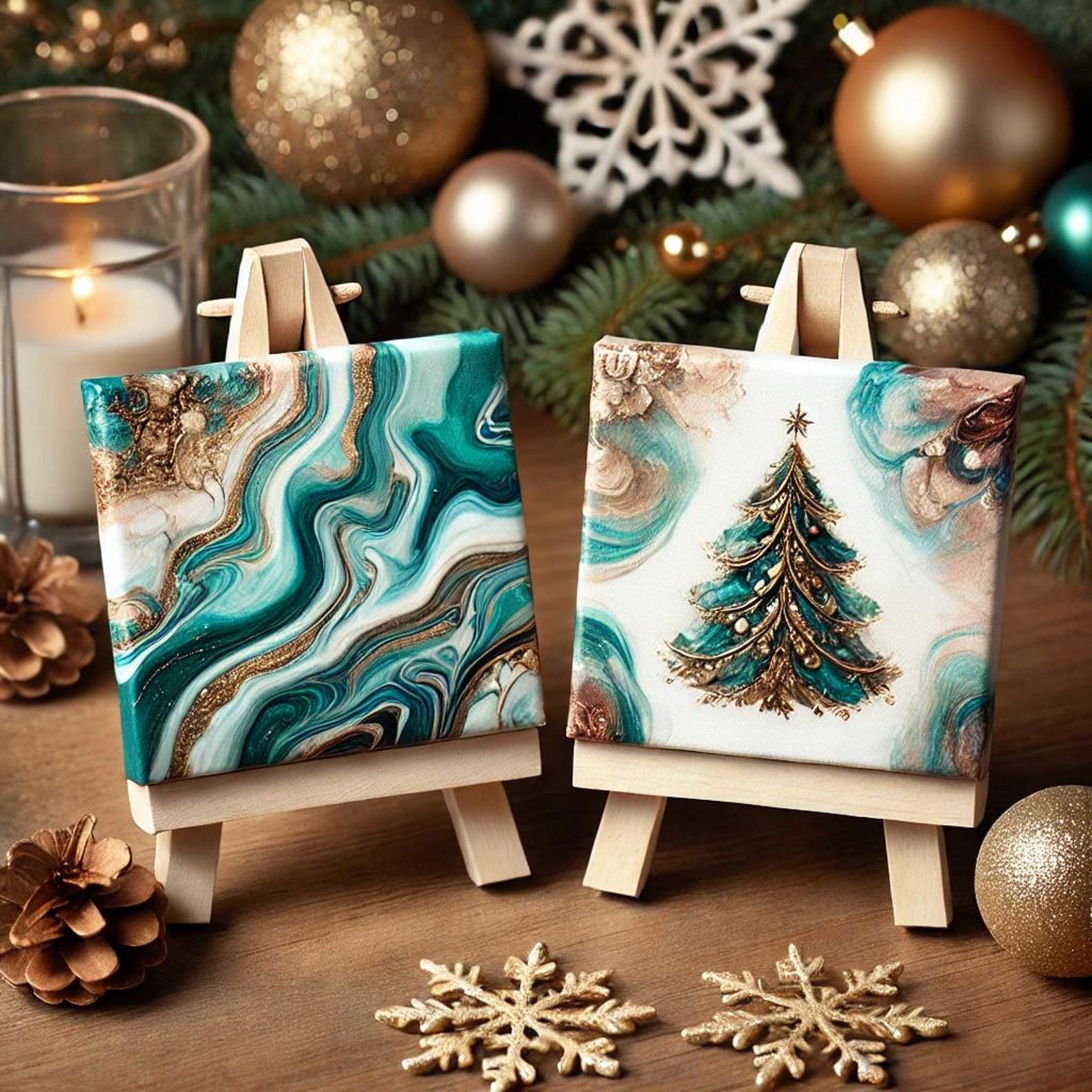 Abstract 4”x4” Mini Resin Canvas With Easel - Etsy