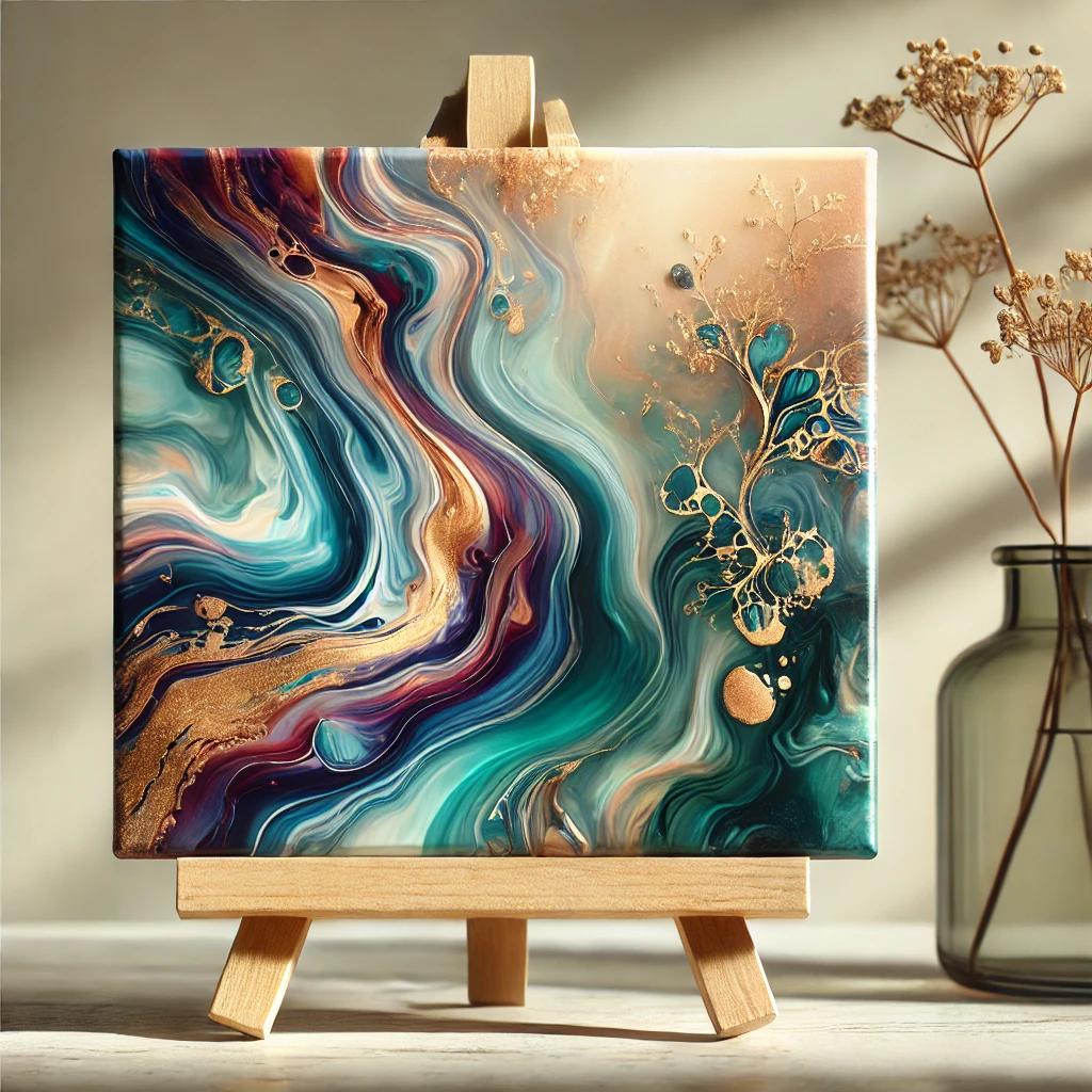 Abstract 6”x6” Resin Art on Small Canvases - Etsy