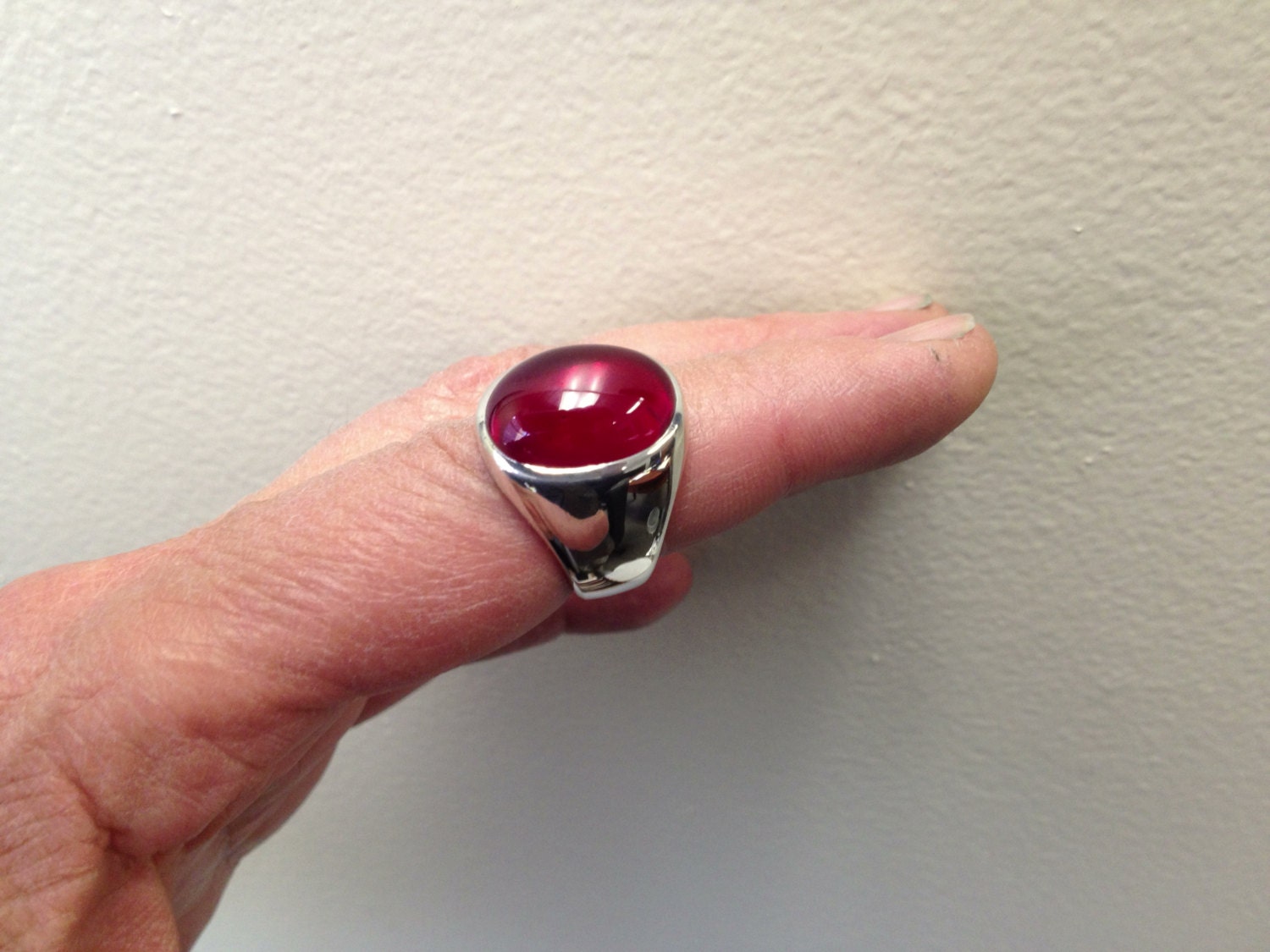 Mens Classic Style Extra Heavyweight Lab Created Ruby Ring in | Etsy