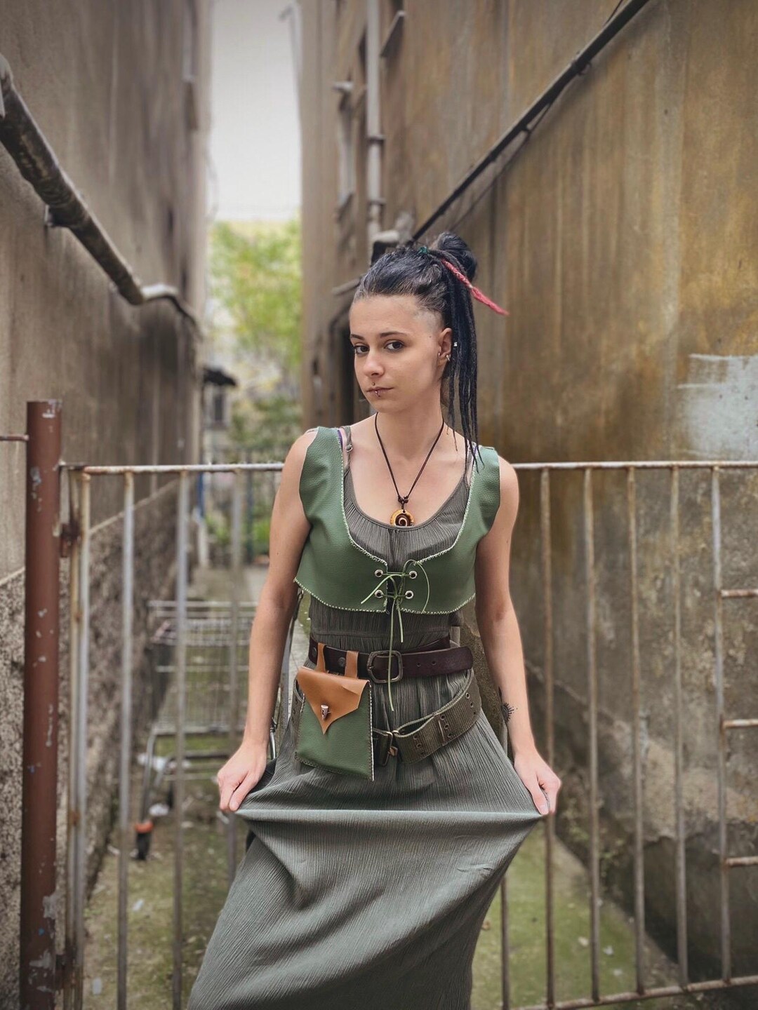 Barbarian Costume Shaman Hippie Bohemia Green Corset - Etsy