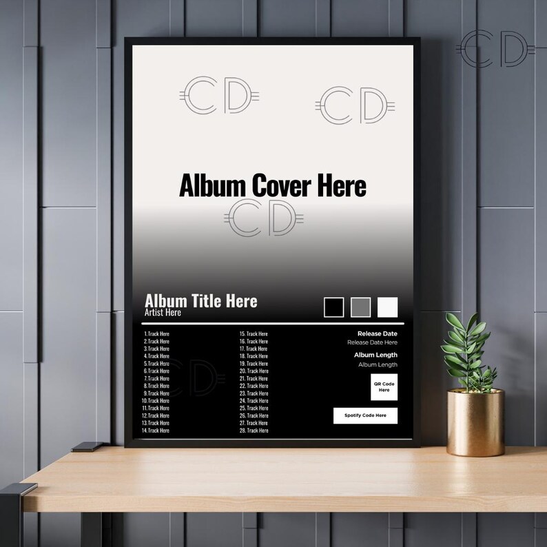 Choose Your Own Album Poster | Custom Album Poster Black, White Digital ...