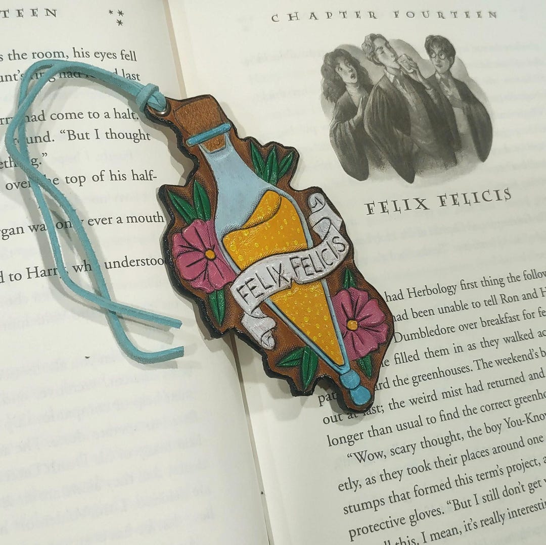 Bookmark Leather Felix Felicis Harry Potter Potion Bottle - Etsy