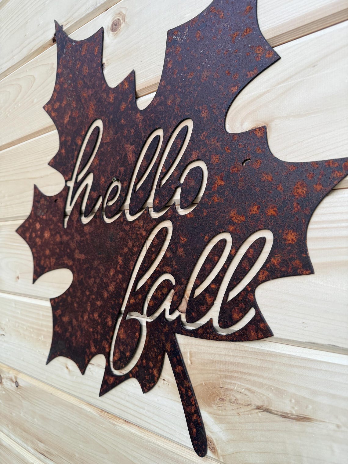 Rustic Maple Leaf Hello Fall Metal Wall Art - Etsy
