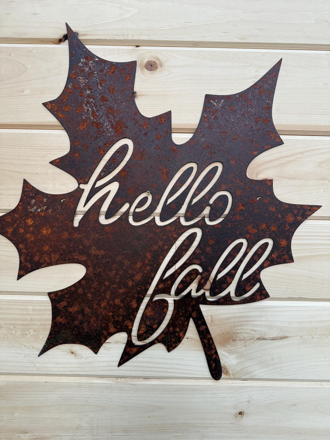 Rustic Maple Leaf Hello Fall Metal Wall Art - Etsy