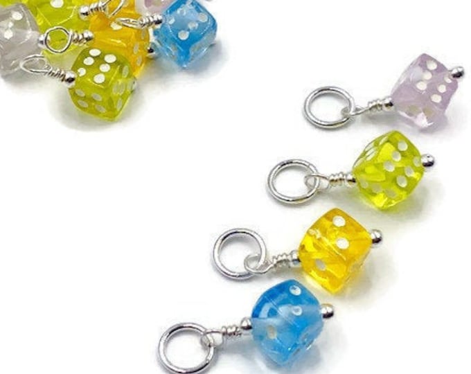 Dice Charm, Acrylic Dice Dangle Charm, 6mm Transparent Dice Dangle ...