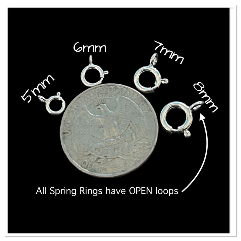 Sterling Silver Spring Ring Clasp With OPEN Ring: 5-8mm Round, 5 Pieces ...