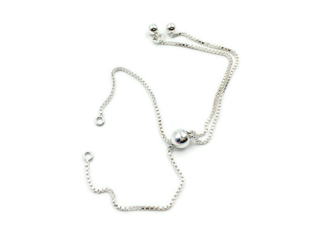 Sterling Silver Adjustable Box Chain Bracelet: Dainty Bolo Style - Etsy